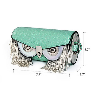 Designer Purse Owl Glitter Purse Beaded Fringe Crossbody Bags for Women Chain Shoulder Bag MC-1028GN