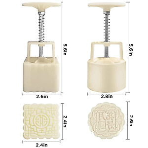 AIKEFOO Chinese Traditional Mid-Autumn Mooncake Mold，Biscuit Stamping Machine，18 pcs 100g/125g Different Round And Square Flower Pattern For 2 Sets.