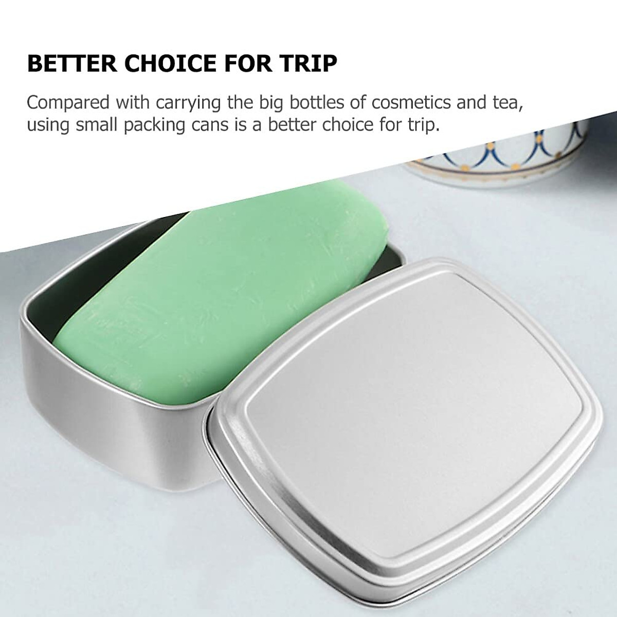 COHEALI Aluminum Tin Cans 4pcs Rectangular Empty Hinged Tin with Lid Aluminum Jar for Storage Pin Candy Jewelry Craft (9.5X7X2.8CM)