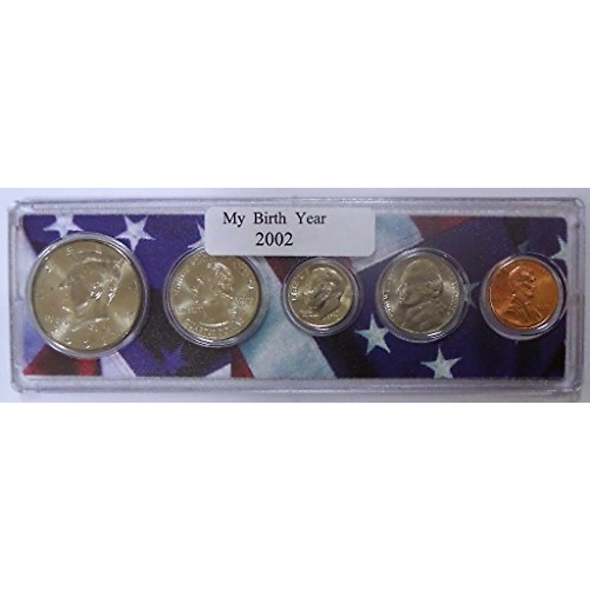 2002-5 Coin Birth Year Set in American Flag Holder Collection Seller Uncirculated
