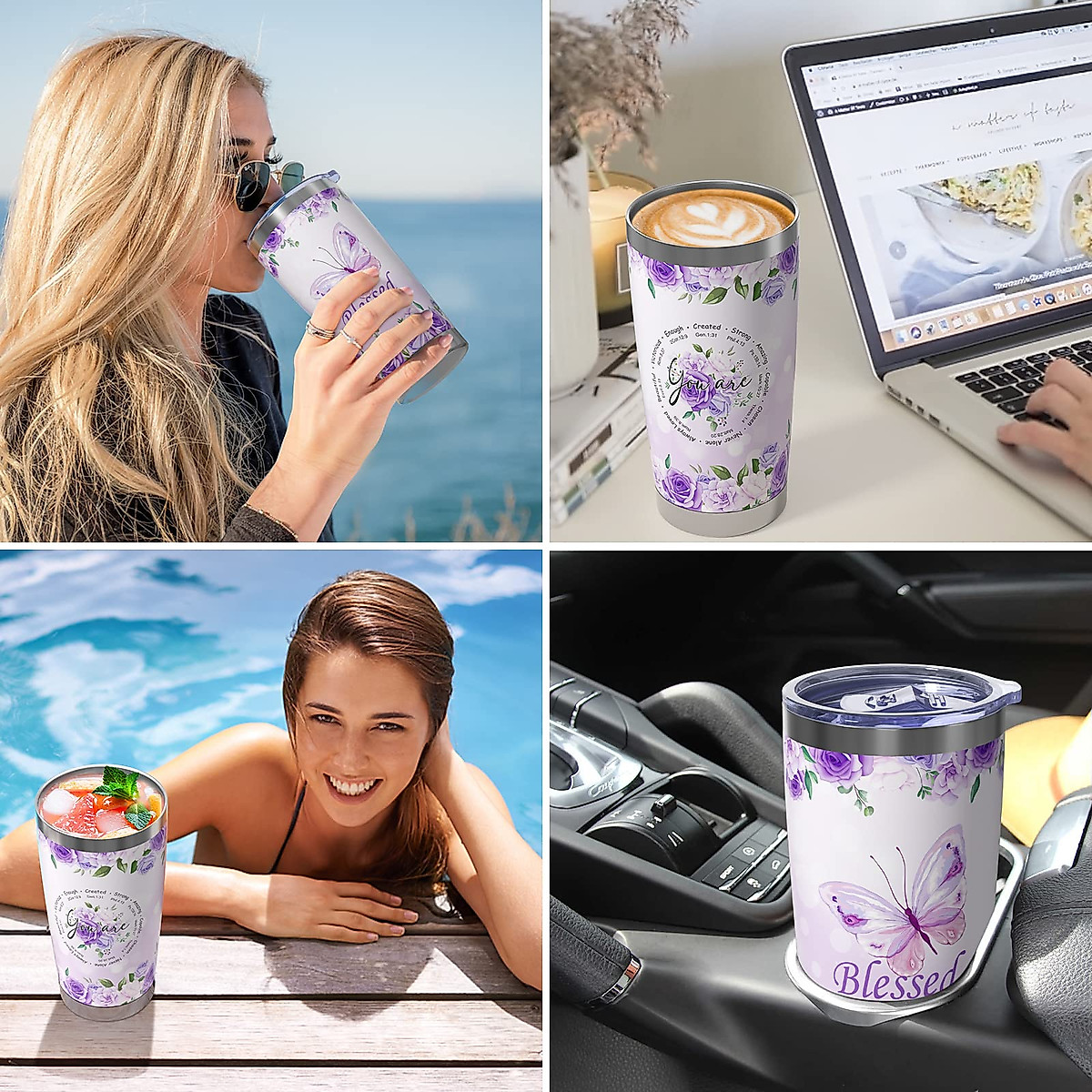 Christian Gifts for Women, Inspirational Gifts Purple Butterfly Gifts Religious Gifts for Women, Birthday Gifts for Women, Mom, Best Friend,Aunt, Sister- Christmas Gifts For Women Tumbler Gifts Idea