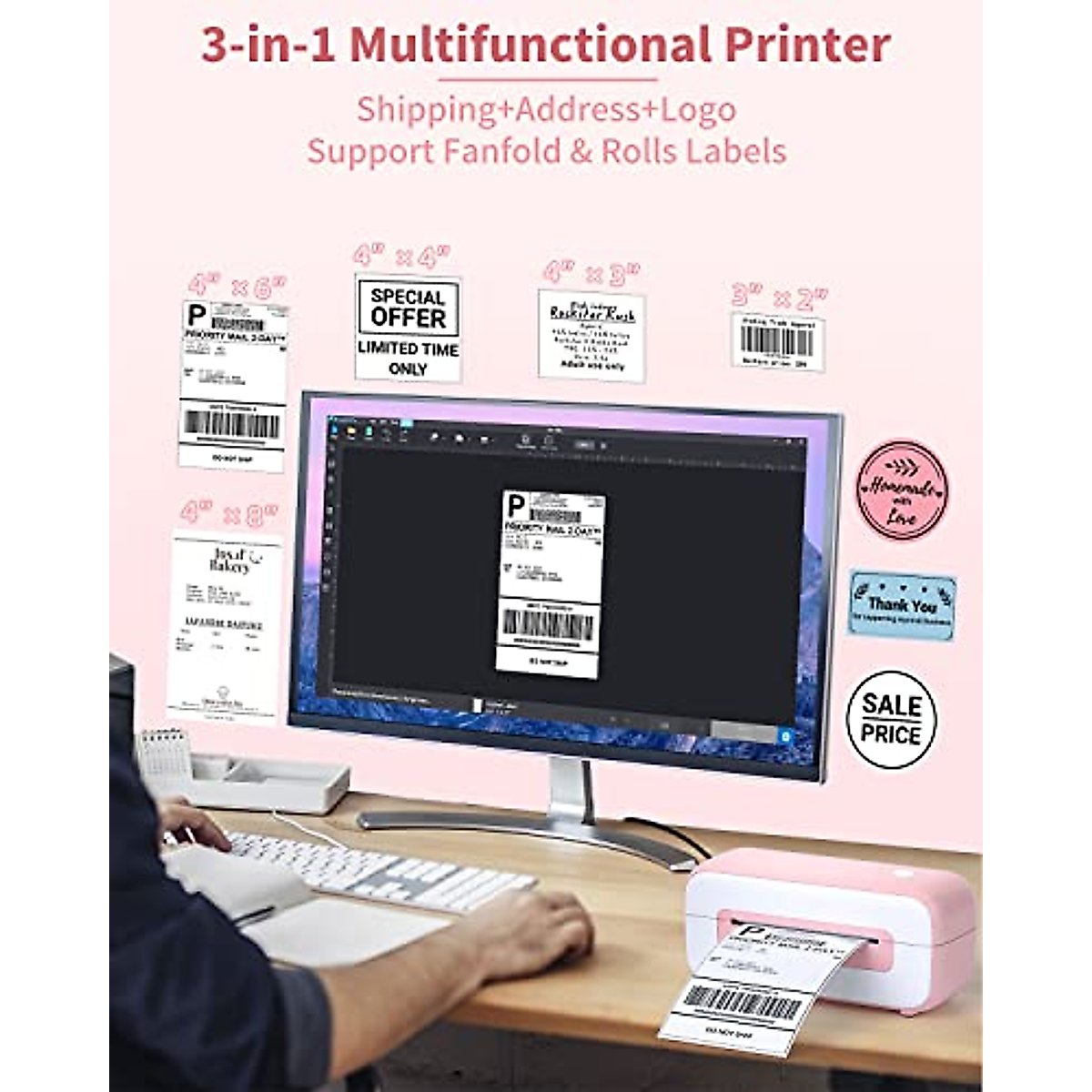 Phomemo 4x6 Thermal Label Printer for Shipping Labels - Thermal Label Maker Work with Windows,Mac,Linux&Chrome OS, Thermal Label Printers for Amazon, TikTok, Ebay, Shopify, Etsy, UPS, USPS, FedEx, DHL