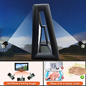 PPXIA Inflatable Screen Outdoor 30ft with Air Blower, Extra Large Blow Up Projector Screen for Outside Movie Nights Home Theater Backyards Pool BBQ Party Fun, Supports Front and Rear Projection