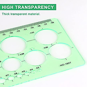 Tamaki Circle Template Measuring Geometry Ruler Geometric Drawings Stencils Rulers Scale Drafting Digital Drawing Set for Office and School Building Formwork Drawings Templates, 2 Pack