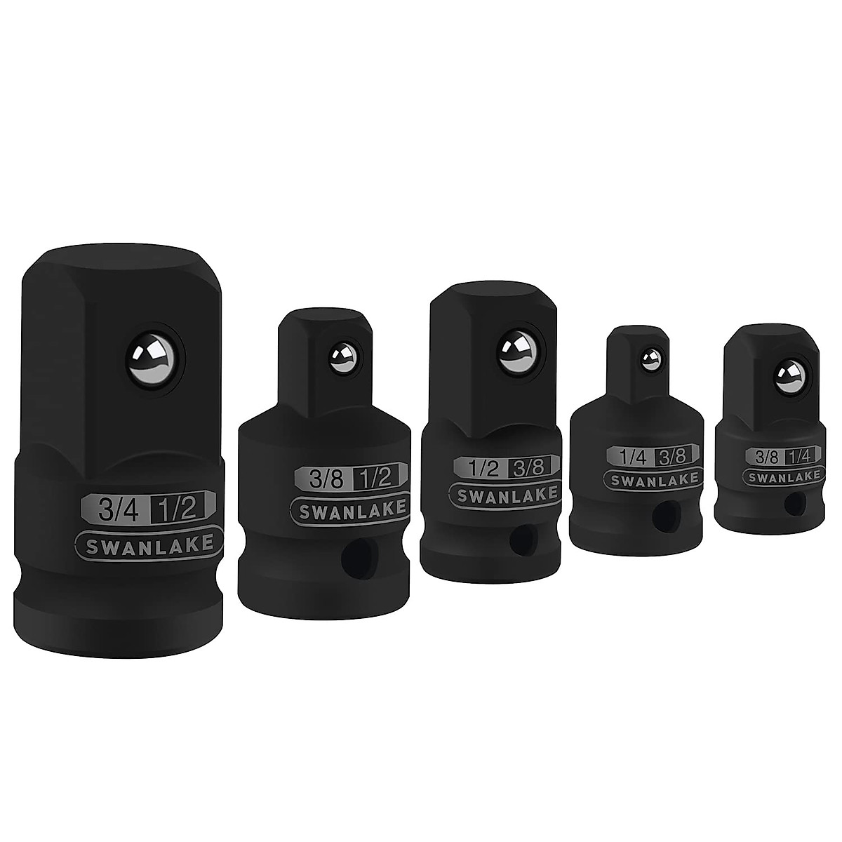 SWANLAKE 5-Piece Impact Socket Adapter Set, 1/4, 3/8, 1/2" SAE Socket Adapter, Cr-V Steel Impact Adapter Set