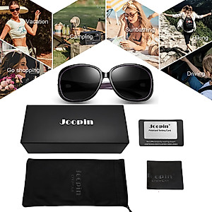 Joopin Trendy Oversized Sunglasses Large Shades for Women Ladies Big Rectangle Sun Glasses Polarized UV Protection Rhinestone Shady Rays (Black Purple)