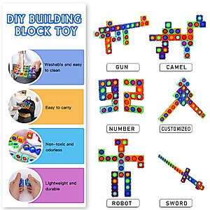 Pop Its Fidget Toys Girl Boy Creative DIY Fidget Building Block Toy Set 24Pcs Dimple Fidget Packs for Kids Anxiety Stress Relief Sensory Toys for Autistic Children ADHD Toddler Educational Toy Gift