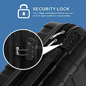 SUPER DEAL Black Luggage Set 3 Piece Hardside Expandable Luggage with Spinner Wheels Hardshell Lightweight Durable Suitcases Travel Carry Ons, 21/26/30 inch