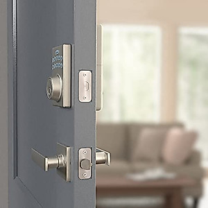 Amazon Basics Contemporary Electronic Keypad Deadbolt Door Lock With Passage Lever, Satin Nickel, 6.62 cm x 11.81 cm