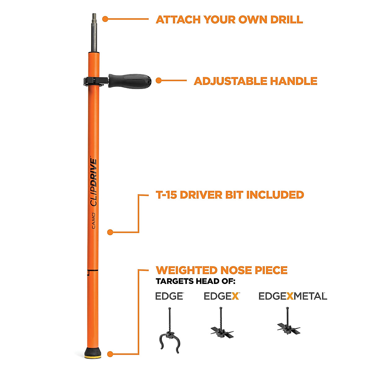 CAMO ClipDRIVE Deck Fastening Tool, Stand Up Drill Attachment for CAMO Deck Clips Installation…