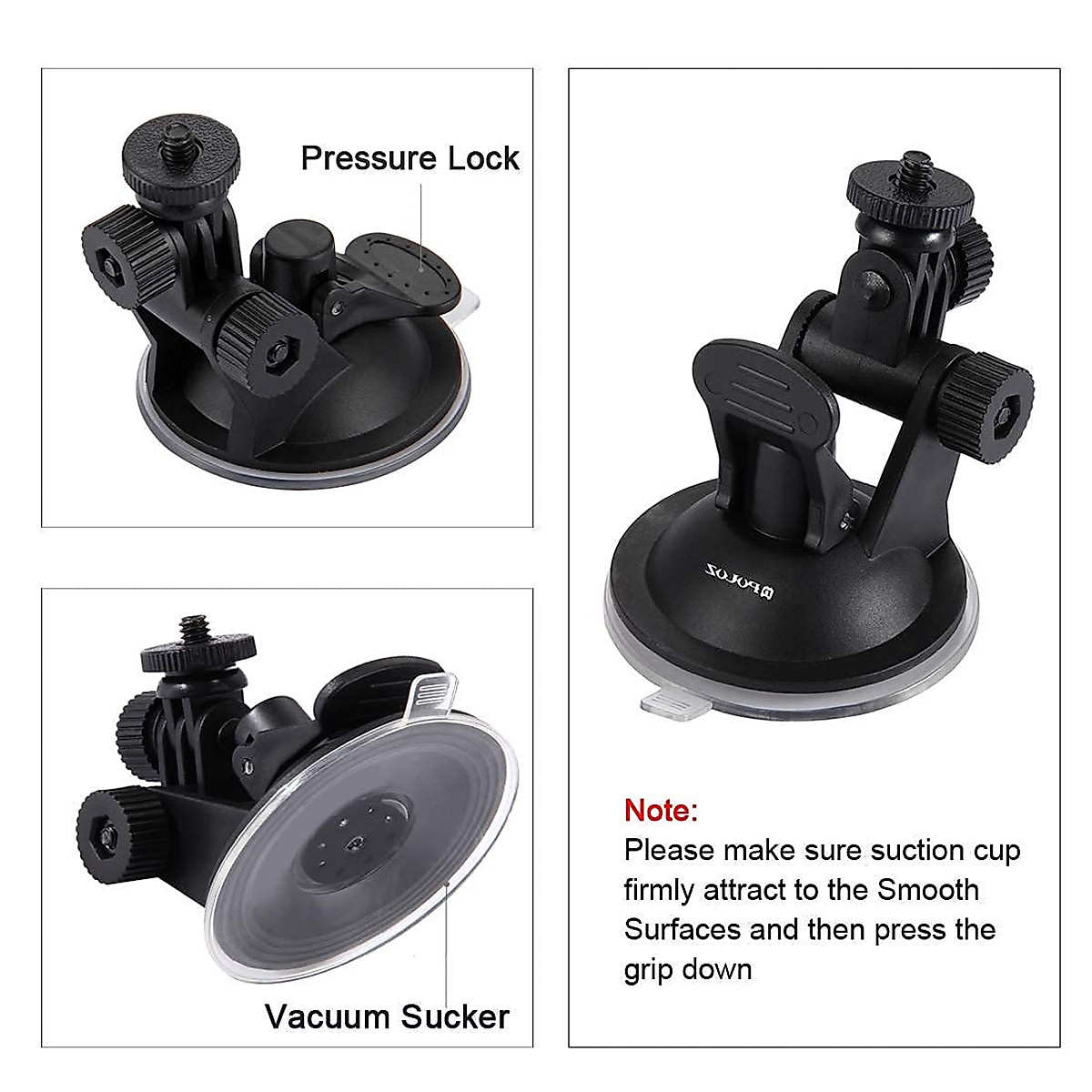 PULUZ Suction Cup Mount for Gopro Car Mount, Adjustable Vehicle Window & Windshield Mount Holder, Compatible with GoPro Hero 11 10 9 8 7 6/Insta360 X3 x2/DJI OSMO Action Camera Mount