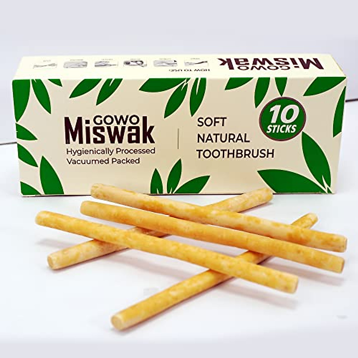 GOWO (10 Pack) Miswak Sticks Without Holders - Natural Teeth Whitening Kit - Natural Toothbrush - No Toothpaste Needed - Herbal Teeth Whitener and Breath Freshener - (Includes 10 Sticks Only)