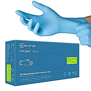 NITRYLEX Nitrile Medical Exam Gloves 1000/cs, Powder-Free, Latex-Free, Textured, Blue, S - SMALL, Disposable Examination Gloves, Strong & Flexible, 10 bx of 100 Nitrile Gloves