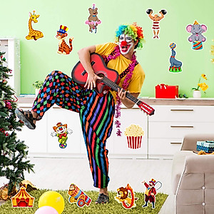 Zonon 24 Pieces Carnival Cutouts Party Supplies, Circus Theme Birthday Party Favors Circus Animals, Clown Performers Carnival Party Decoration