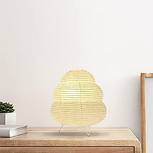 White Rice Paper Lamp - Paper Lantern Lamp Handmade Paper Table Lamp Bedside Table Lamp Modern Paper Desk Lamp Simple Design Home Decor for Nightstand, Living Room, Dorm, Office Soft Light
