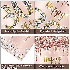 Happy 30th Birthday Door Banner Backdrop Decorations for Her, Pink Rose Gold 30 Birthday Party Door Cover Sign Supplies, Thirty Year Old Birthday Poster Background Decor
