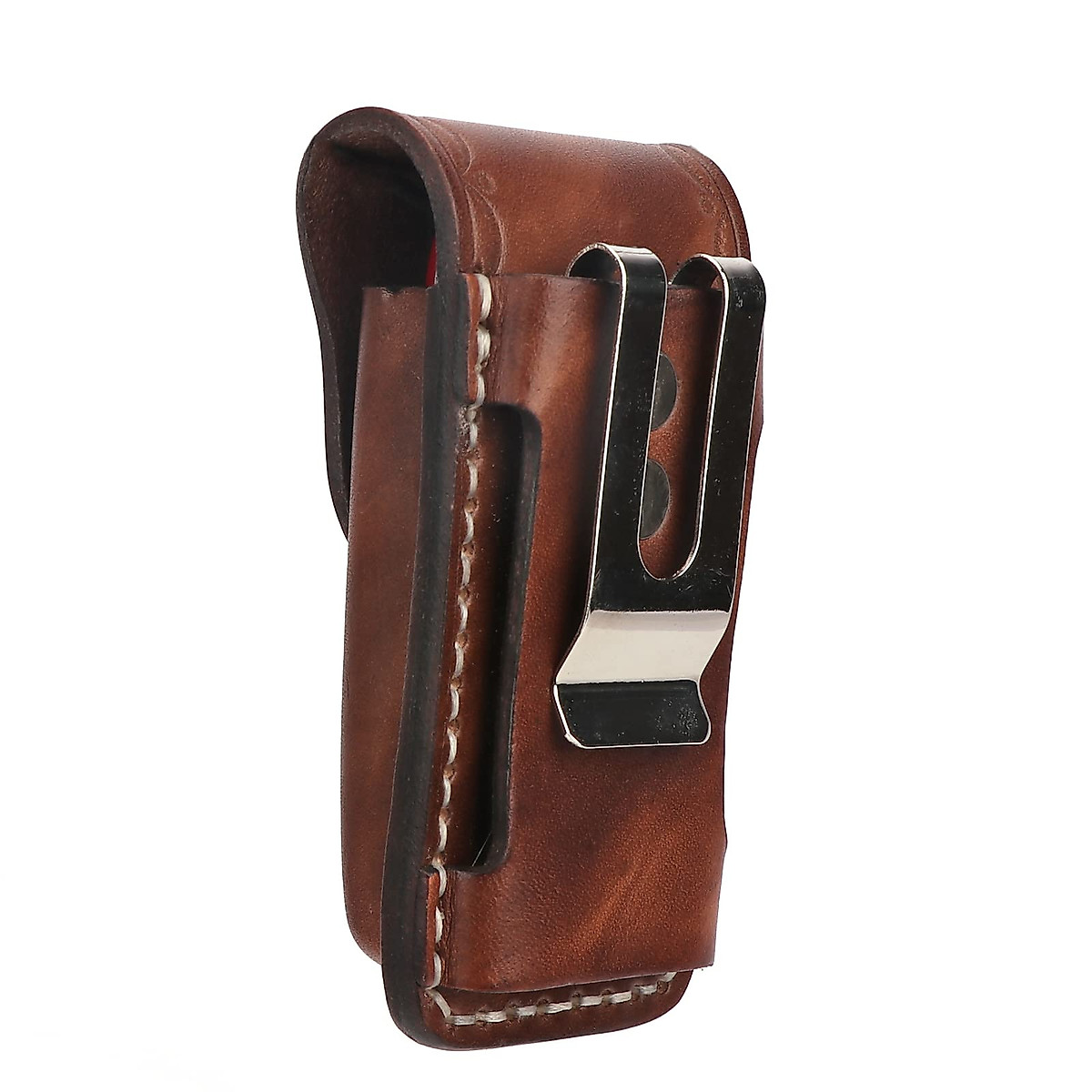 Tourbon EDC Leather Pocket Folding Knife Sheath 3.8 Inch Blade Carrier Holster Flashlight Holder Case for Belt