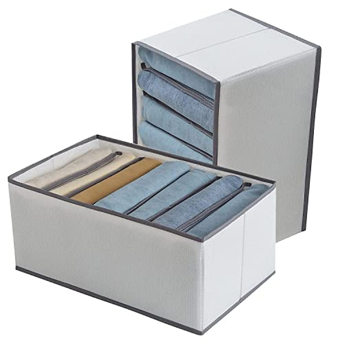 ZTPING 2 PACK Wardrobe Clothes Organizer, Upgrade PP Board Mesh,Handle Foldable Washable Drawer Clothes Organizer, Mesh Storage Compartment for Jeans Underwear T-shirt Legging Dress Thin Coat