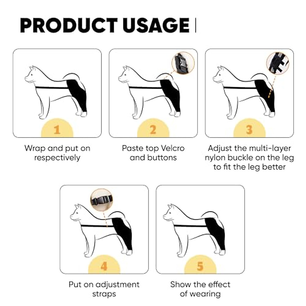 NATUYA Dog Knee Brace for Torn ACL Hind Leg, CCL, Luxating Patella, Dog Leg Braces with Side Stabilizers - Better Recovery and Prevent Licking, Relieves Joint Pain (Black, M)