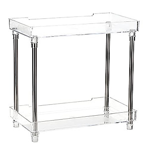 Bathroom Countertop Organizers, Transparent Cosmetic Organizer Tray Makeup Storage Shelf Caddy Stand for Bathroom Vanity Bedroom Kitchen (2-Tier)