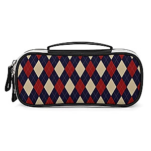 Red Blue Diamond Pencil Case Bag Large Capacity Stationery Pouch with Handle Portable Makeup Bag Desk Organizer