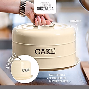 KitchenCraft Cake tin Living Nostalgia with lid 28,5x18cm, 28.5 x 18 cm, Antique Cream