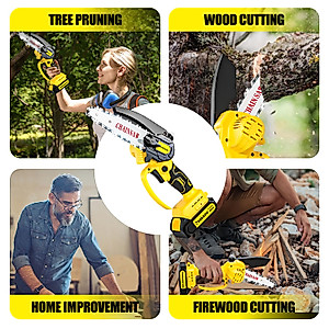 Zeeksaw Mini Chainsaw Cordless Battery Powered, Upgraded 4 in Handheld Portable Operated with Oiling System, Electric Chainsaws for Garden Yard Camping -Time Saver
