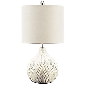 Signature Design by Ashley Rainermen 20" Modern Herringbone Ceramic Table Lamp, Off White