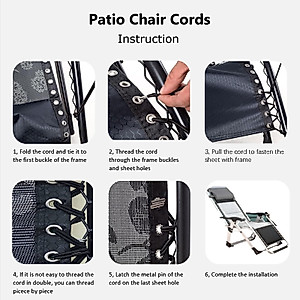 Zero Gravity Chair Cord Replacement, 4 Pack, Elastic Cord for antigravity Chair, Patio Recliner Chair, Lawn Bungee Chair, Beach Chair, Lounge Chair, Outdoor String Chair, Nylon Stretch String Cord