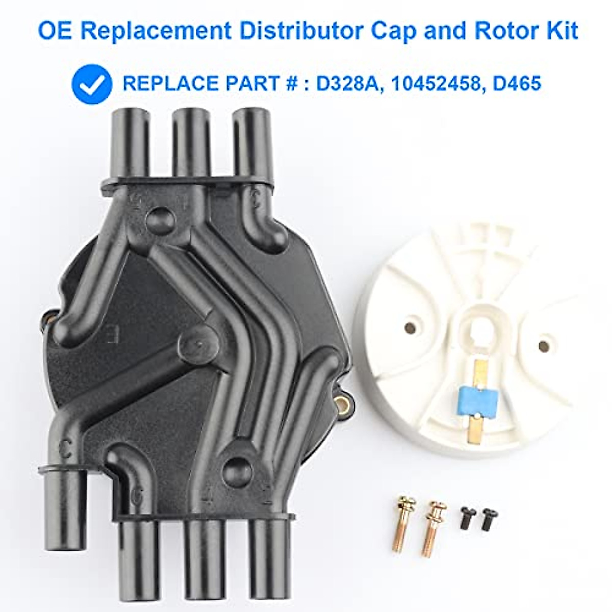 Ignition Distributor Cap and Rotor Kit, Replace D328A 10452458 D465 Compatible with Chevy GMC 4.3 Vortec - 1996-2005 Astro, 1995-2005 Blazer, 1995-2004 S10, 1999-2006 Silverado, 1995-2001 Jimmy, More