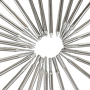 TIMESETL 90 Pcs Diamond Burr Bits Drill Kit for Engraving Carving Rotary Tool, 1/8"(3mm) Shank, for Glass, Gemstone, Metal