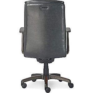La-Z-Boy Dawson Modern Executive Office, Adjustable High Back Ergonomic Computer Chair with Lumbar Support, Black Bonded Leather with Wood Inlay
