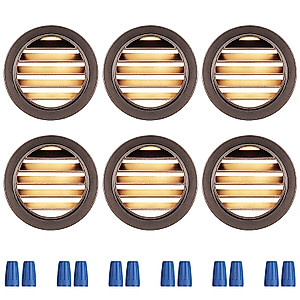 LEONLITE Low Voltage LED Deck Lights, 3W CRI90 12-24V AC/DC Landscape Step Stair Railing Light, IP65 Waterproof Aluminum Surface Mount Louvered Stair Light, 3000K Warm White, Bronze, Pack of 6
