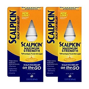 Scalpicin Maximum Strength Scalp Itch Liquid Treatment- For Relief From Itchy Scalp, Psoriasis, Eczema & Seborrheic Dermatitis With Hydrocortisone & Aloe Vera, 1.5 oz (Pack of 2)