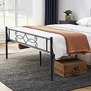 VECELO 14" Full Size Metal Platform Bed Frame with Headboard,Premium Steel Slat Support No Box Spring Needed,Noise-Free Anti-Slip,Easy Assembly