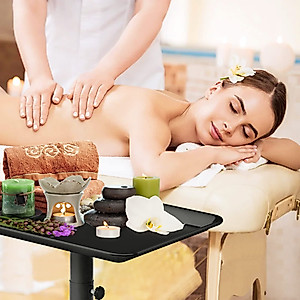 TASALON Salon Tray on Wheels, Adjustable Salon Rolling Tray for Hairstylist Must Haves, Aluminum Tattoo Tray with Wheels, Black Salon Trolley Cart for Beauty, Tattoo Supplies, Salon Equipment