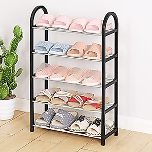 GILIGEGE 5-Layer Shoe Rack, Multi-Layer Assembly Simple Shoe Rack, Household Multifunctional Shoe Rack, Simple, Practical and Economical Shoe Cabineta Storage Pink Dish Rack (White, One Size)