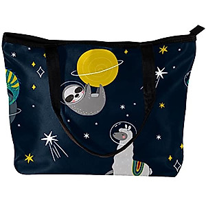 Purses for Women, Tote Bag, Handbags for Women, The Tote Bag, Universe starry sky planet alpaca animals pattern