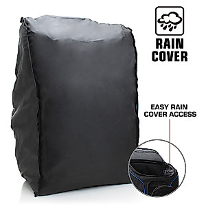 USA Gear Emergency Supplies Backpack Case (Blue) - 15.6 inch Laptop Compartment, Padded Custom Dividers, Bottle Holder, Rain Cover,-Lasting Durability and Extra Pockets - Easy to Carry Long Distances