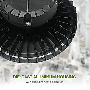 ASD UFO LED High Bay Light 150w 19,479lm 5000K, 1-10V Dimmable, 120-277V, Commercial Warehouse Area Light Waterproof IP69K Eqw.500W MH/HPS, Safety Rope Included, UL & DLC Premium Listed