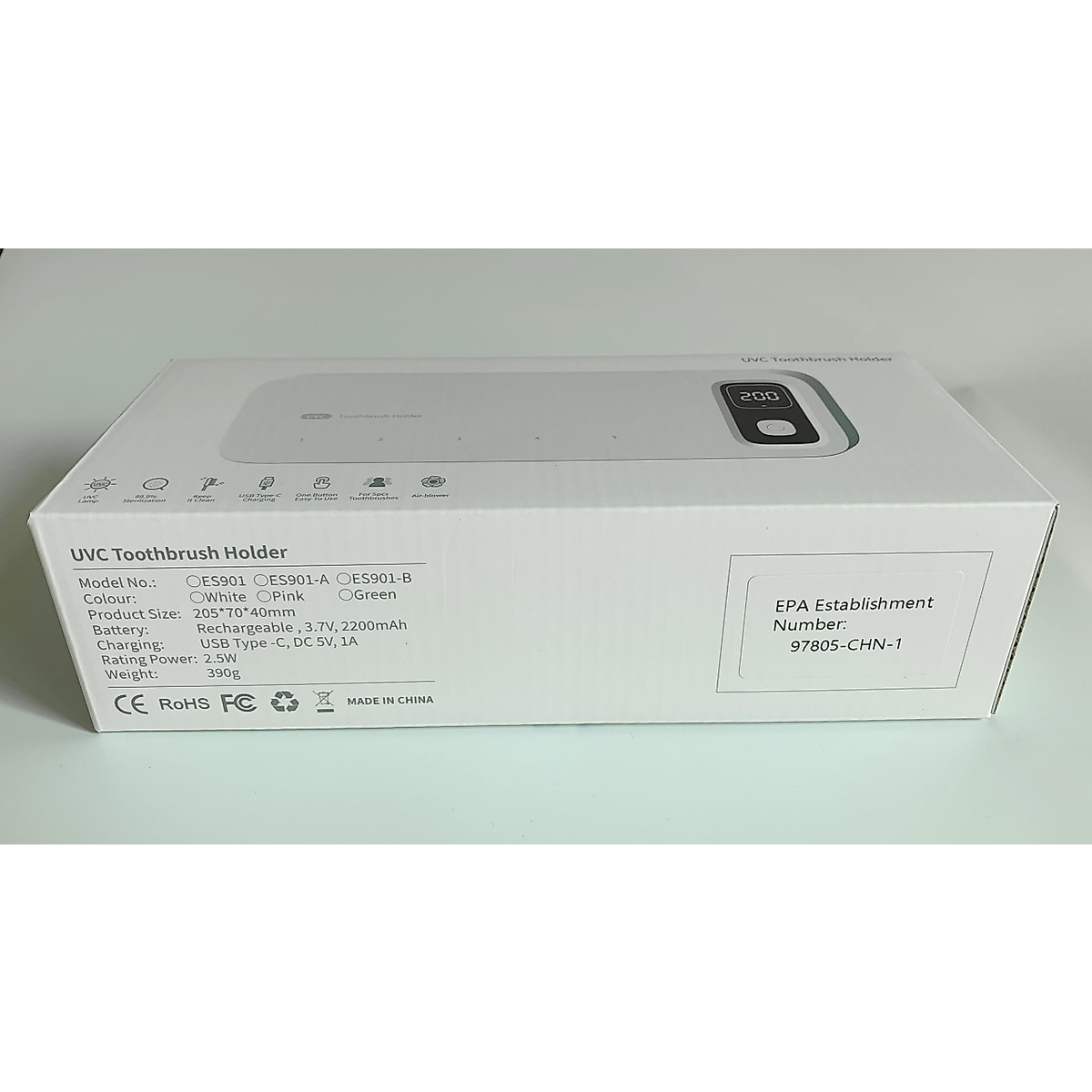 StarWin UV Toothbrush Dryer Holder, Fan Drying and Timer Function, Rechargeable Tooth Brush Holder Wall-Mounted for Bathroom, No Drilling, 5 Slots