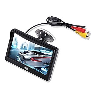 5’’ Inch TFT LCD Car Color Rear View Monitor Screen for Parking Rear View Backup Camera with 2 Optional Bracket(Suckers Mount and Normal Adhesive Stand), Camera not Included, Monitor Only