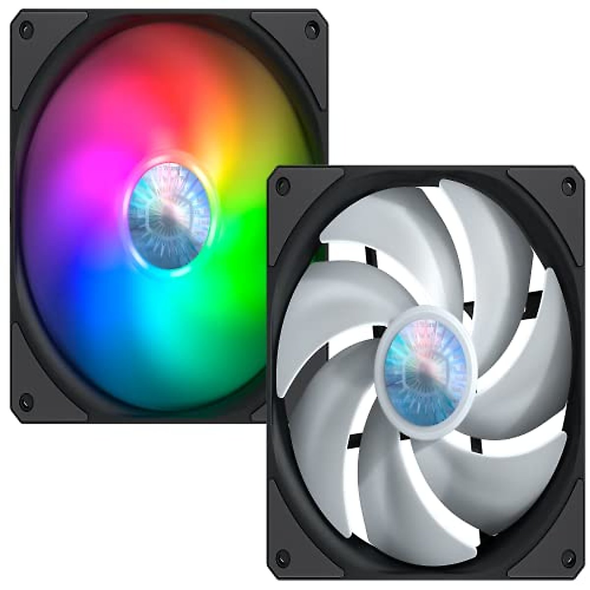 Cooler Master SickleFlow 140 V2 ARGB Square Frame Fan, ARGB 3-Pin Customizable LEDS, Air Balance Curve Blade, Sealed Bearing,140mm PWM Control for Computer Case & Liquid Radiator