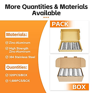 KIMSING - AC50 11 Gauge 304SS Hog Ring Staples, 320 Pcs/Box, 1 1/2" (38.7mm) Crown, C Type Staples for Gabion, Wire Cages, Fencing