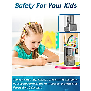 JARLINK Electric Pencil Sharpener, Auto Stop AC Adapter Operated Sharpener for No.2/Colored Pencils(6-8mm), Portable for School Classroom/Office/Home