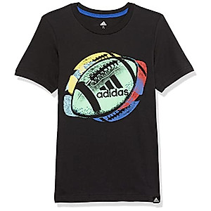 adidas Boys' Short Sleeve All Sport Tee, Black with Multicolor, X-Large (18/20)
