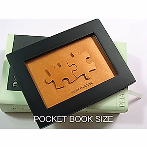 We fit together Puzzle Paper Cut Art - Gift for 8th Anniversary, Valentines Day Gift for him or her - DIY the Name and Date on Bronze Color Jigsaw