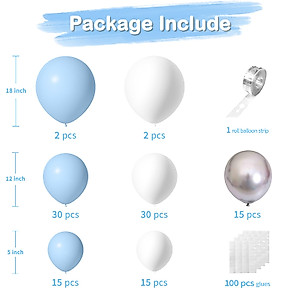 Baby Blue And White Balloons Arch Kit Blue Balloon Garland Kit Blue White Silver Balloons For Birthday Bridal Shower Wedding Winter Baby Shower Decorations For Boys winter wonderland party decorations