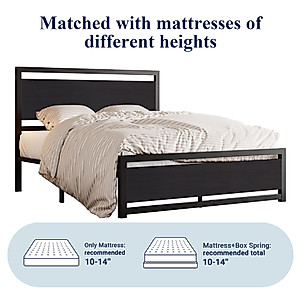 Allewie Queen Bed Frame with Headboard, Heavy Duty Metal Platform Bed Frame with Strong Support, Under Bed Storage, Stable Mattress Foundation, No Box Spring Needed, Black