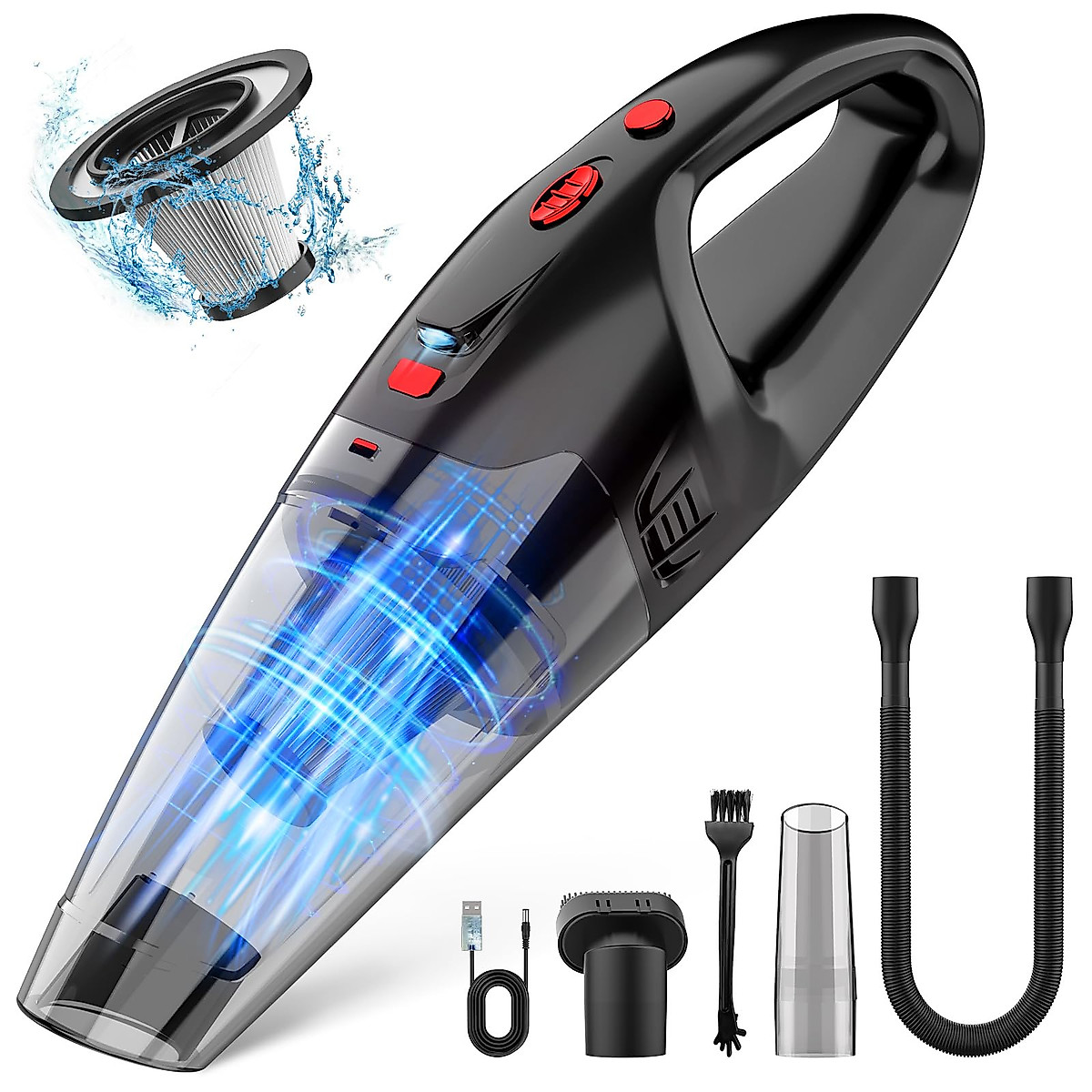 BSRCO Handheld Vacuum Cordless Rechargeable with LED, Lightweight Hand Vacuums Dust Busters Cordless Rechargeable, Hand Vacuum for Car/Home/Pet